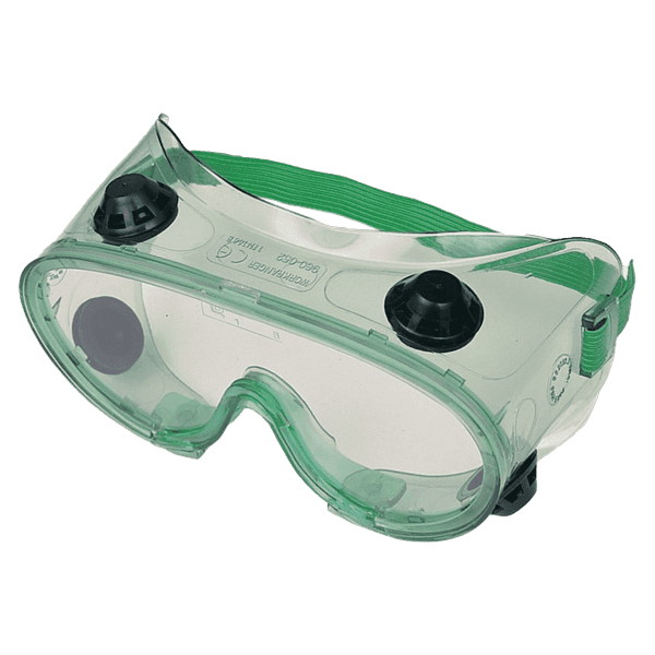 Safety Goggles, Polycarbonate, Clear Lens, Green Frame, Indirect Venti ...