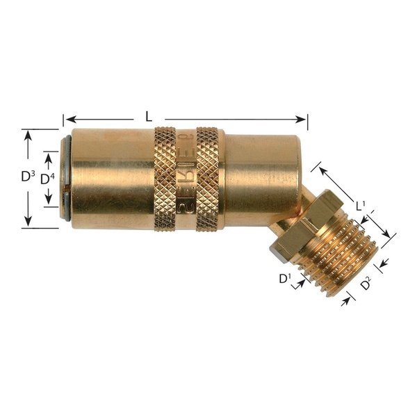 Euro Series compatible 45 degree socket couplings with Male Thread ...